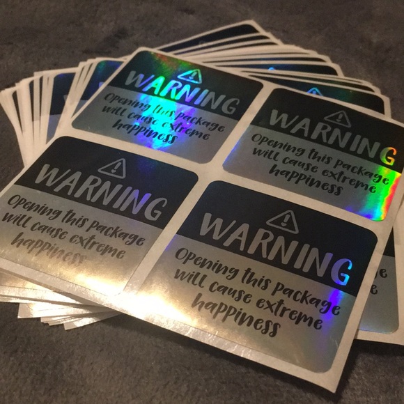 Bags | 6 Pc Warning Opening Package Cause Extreme Happiness Stickers ...